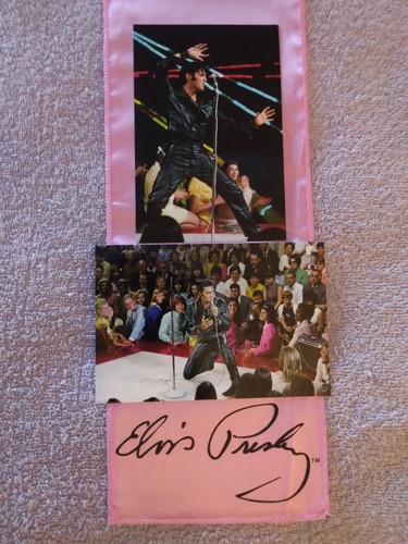 ELVIS PRESLEY SIGNATURE PINK SCARF&1968 COMEBACK/BLACK LEATHER PHOTOS ...