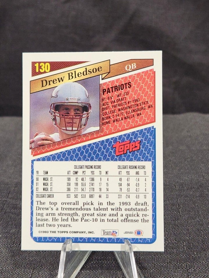 1993 Topps- Drew Bledsoe Rookie Card #130 | eBay