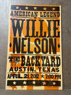 WILLIE NELSON The Backyard Austin Texas 2012 Ltd Ed HATCH SHOW PRiNt ...