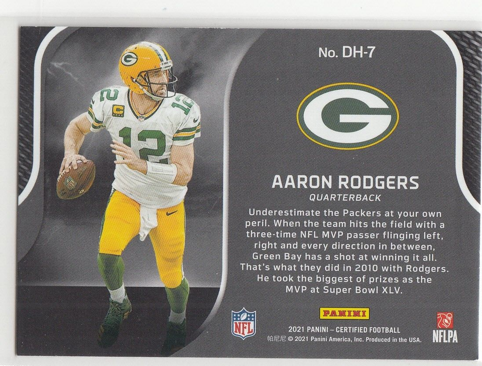 2021 Panini Certified Dark Horses Insert AARON RODGERS #7 Packers | eBay