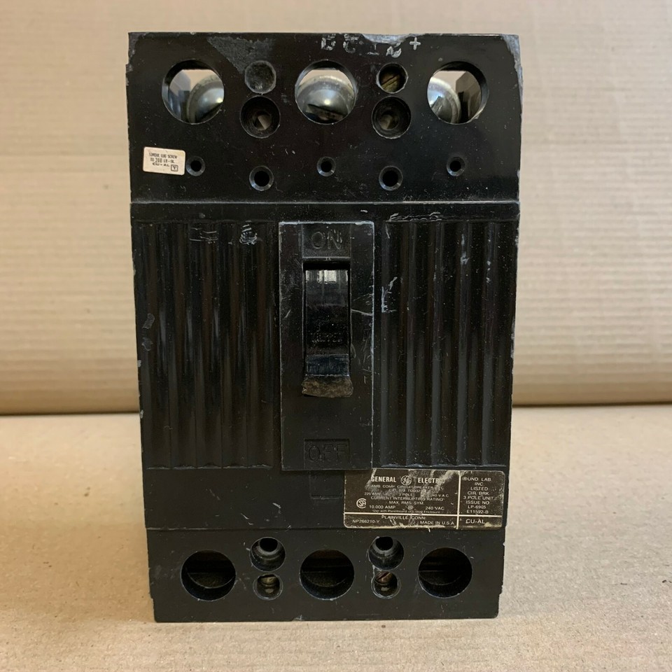GE TQD TQD32225 3 Pole 225 Amp 240V Paper Label Circuit Breaker Flawed ...