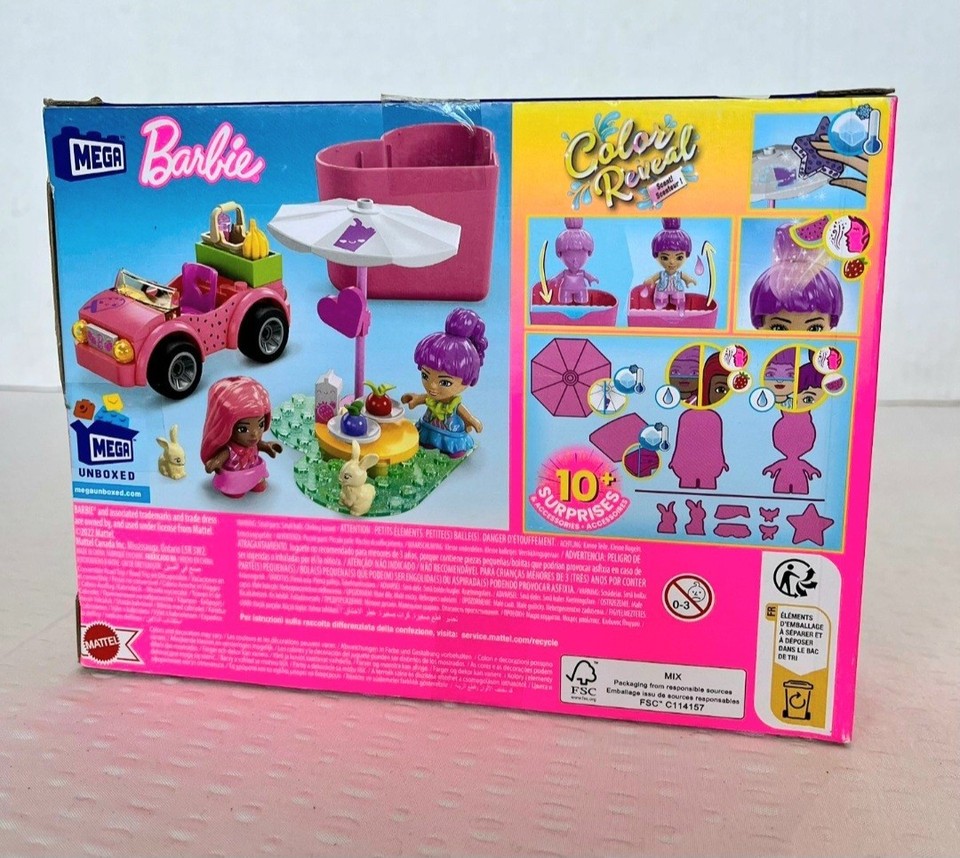 MEGA Blocks Barbie Playset Mystery Reveal Scent Mattel Convertible ...