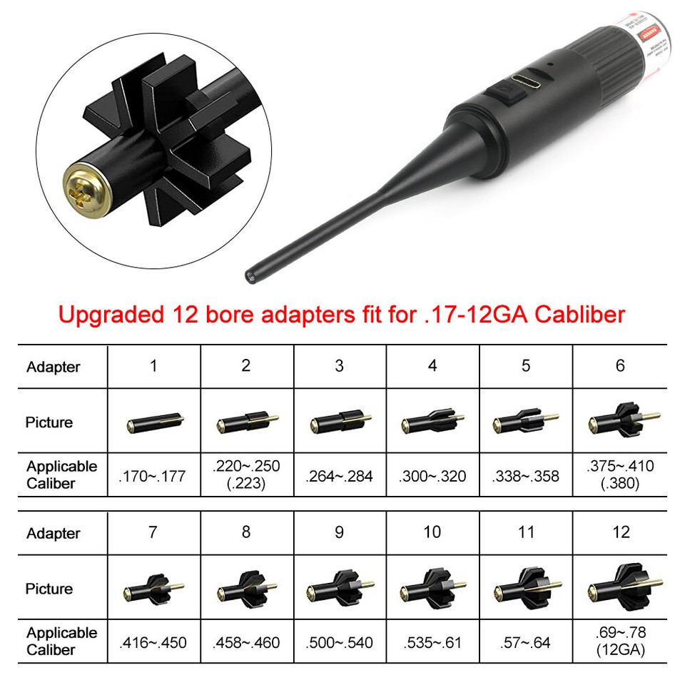 Red Laser Bore Sight Collimator For .177 to .50/12GA Caliber Bore ...