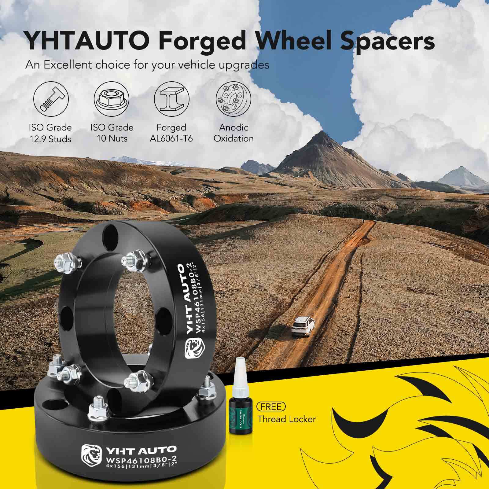 2x 2" 4x156 to 4x156mm ATV Wheel Spacer for Polaris Kawasaki 3/8"x24 ...