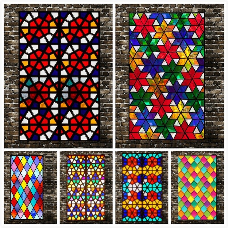 Self-adhesive Stained Glass Stickers Church Opaque Window Film Home ...