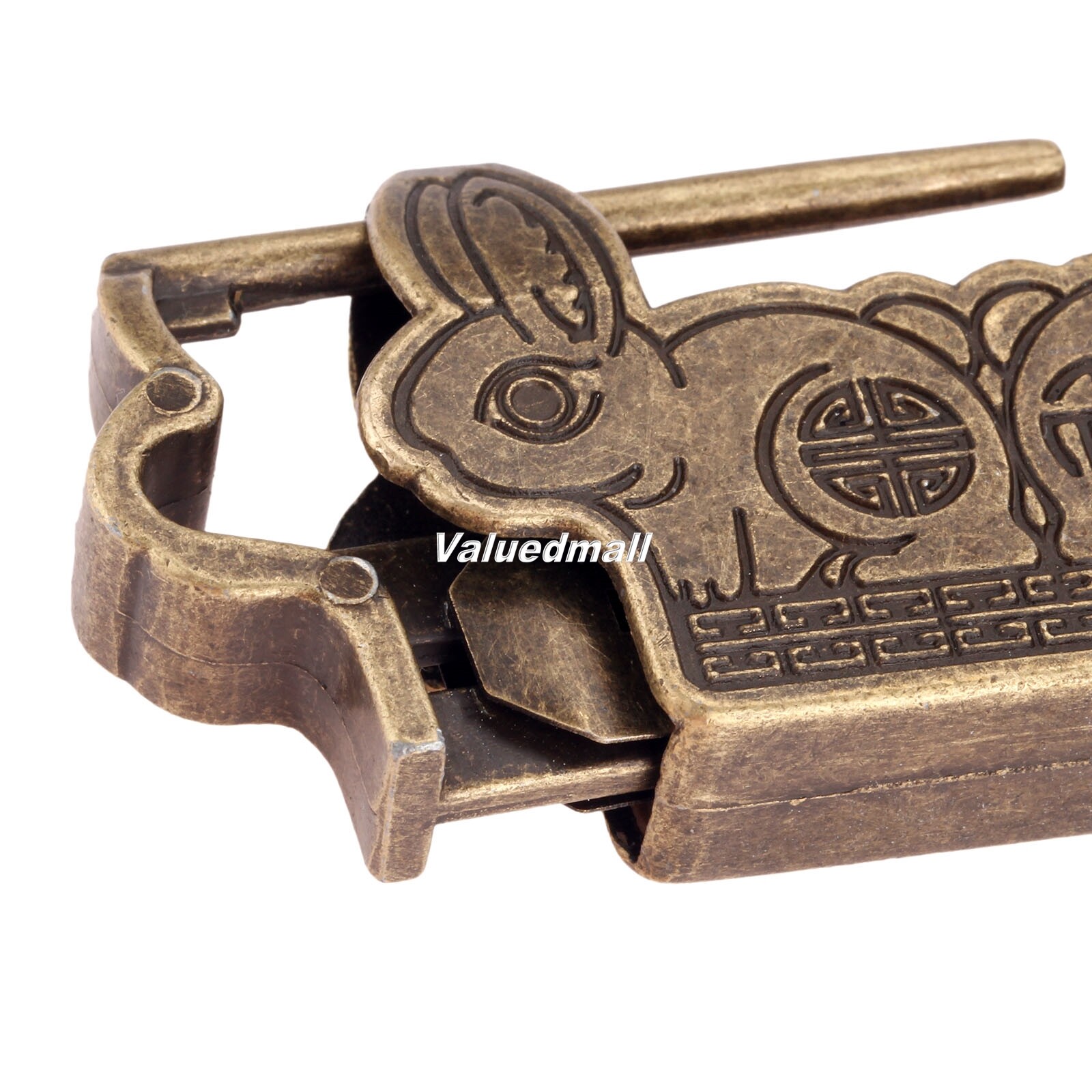 Home Retro Bronze Zinc Alloy Jewelry Gift Box Padlock Rabbit Design ...