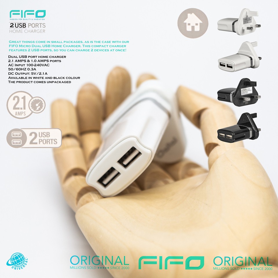 Home Charger Mains USB 3 Pin UK Wall Plug Adapter Charging for Phones ...