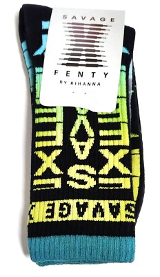 Savage Fenty Leisure Crew Socks One Size Blue Vision Logo Ladder Unisex ...