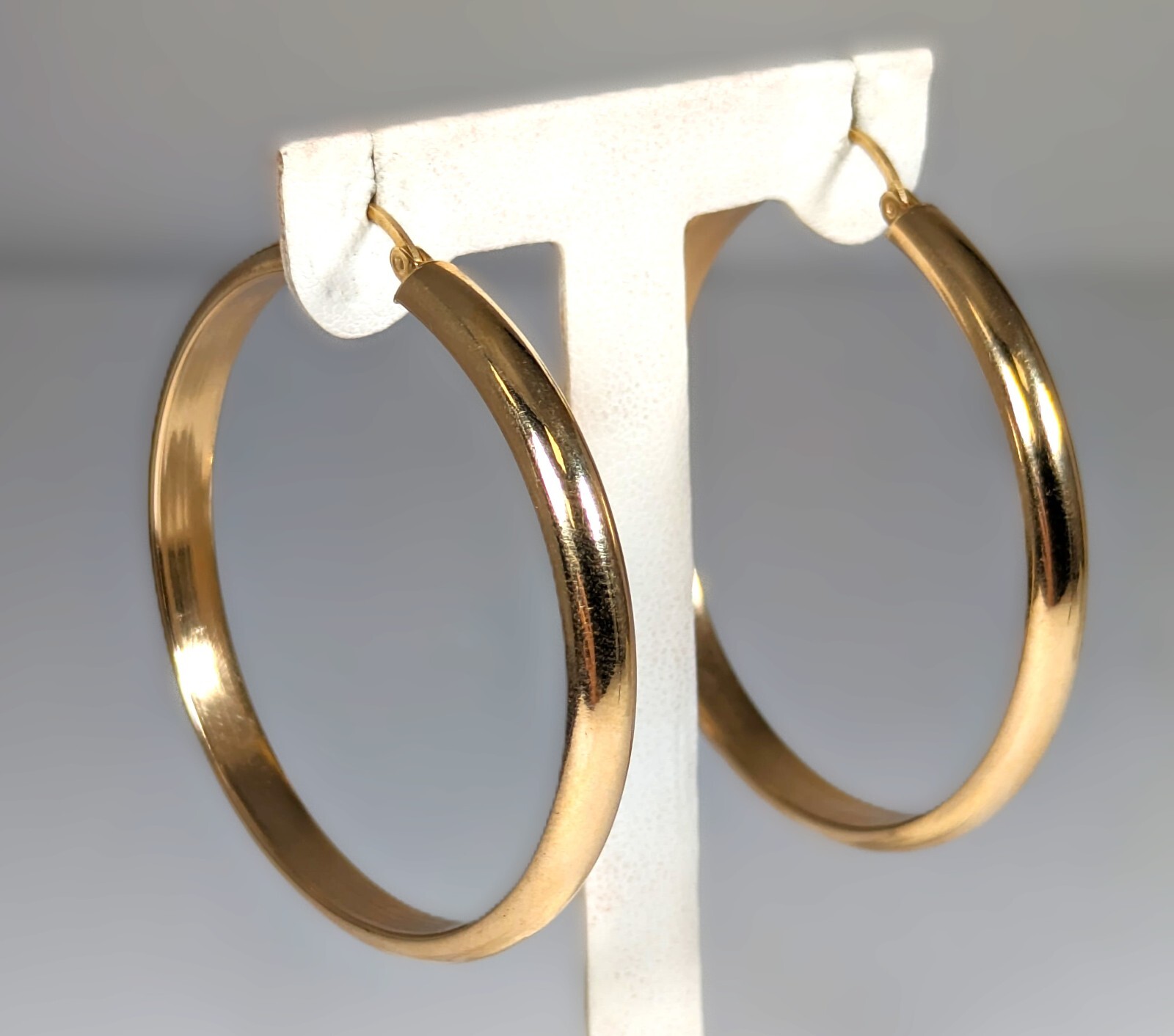 14K Gold Loop Earrings, 1-3/4'' Diameter | eBay