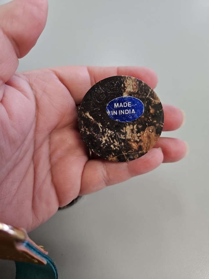 Vtg Hand Carved Soapstone Trinket Ring Box Mother Of Pearl Inlay w/ Lid ...
