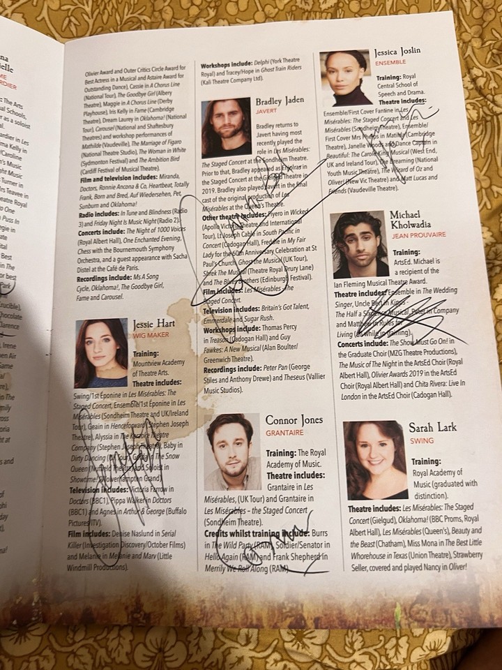 Signed Les Miserables Musical Theatre Programme Cast Autograph | eBay UK