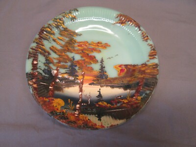 Jadeite ORIG LABEL Fire King Jadite 9" Handpainted Dinner Plate Jane ...