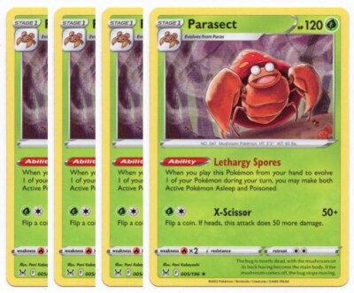 Parasect Non-Holo Rare Playset (005/196) Pokemon Lost Origin SWSH11 (5 ...