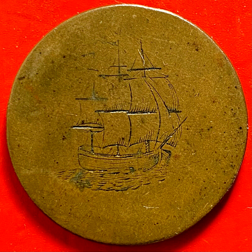 1838 CORONET HEAD LARGE CENT, SHIP DEPICTION HOBO CARVING | eBay