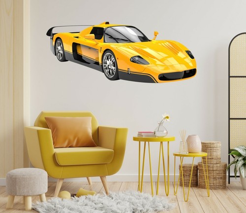 3D Yellow Auto G360 Car Wallpaper Mural Poster Transport Wall Stickers ...