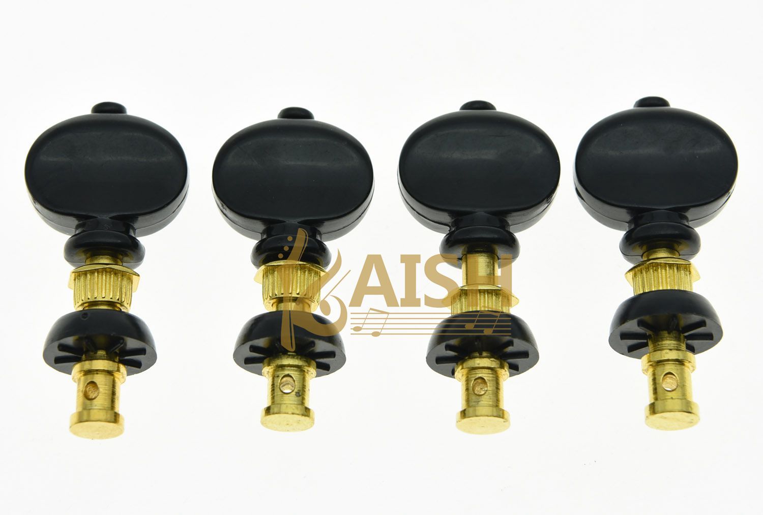 Set of 4 Gold w/ Black Buttons Ukulele Tuners Tuning Keys Pegs Machine ...