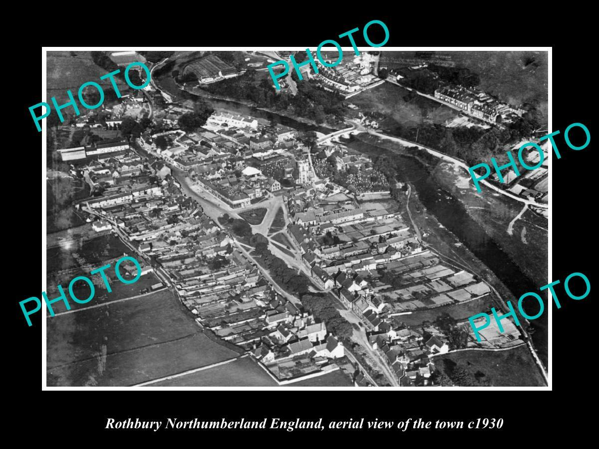 OLD 6 X 4 HISTORIC PHOTO OF ROTHBURY ENGLAND AERIAL VIEW OF THE TOWN ...