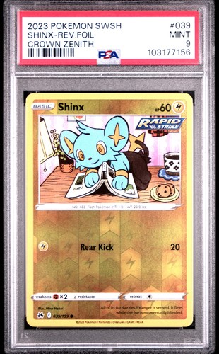 2023 POKEMON SWORD & SHIELD CROWN ZENITH #039 SHINX-REVERSE FOIL PSA 9 ...