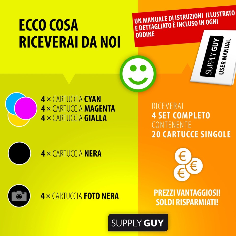 20 Cartucce Per Stampanti con Chip compatibile con Canon PGI-550 / CLI ...