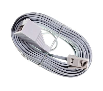 3M Telephone Extension Cable Lead Cord BT Phone Lines Socket Fax Metre ...
