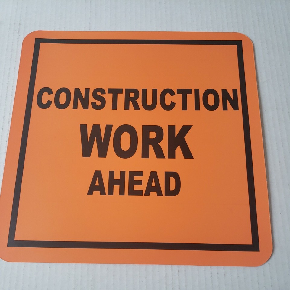 Construction Work Ahead construction vinyl sign 12''x12'' | eBay