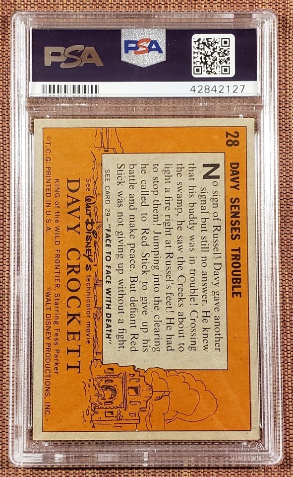 1956 Orange Davy Crockett #28 Davy Senses Trouble Original Card PSA 7 ...