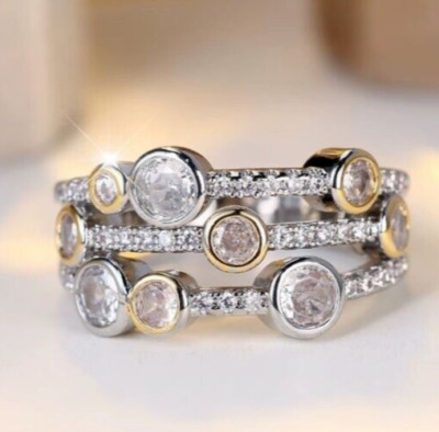 New Silver & gold statement stacking bubble bubble ring clear stones all sizes | eBay UK