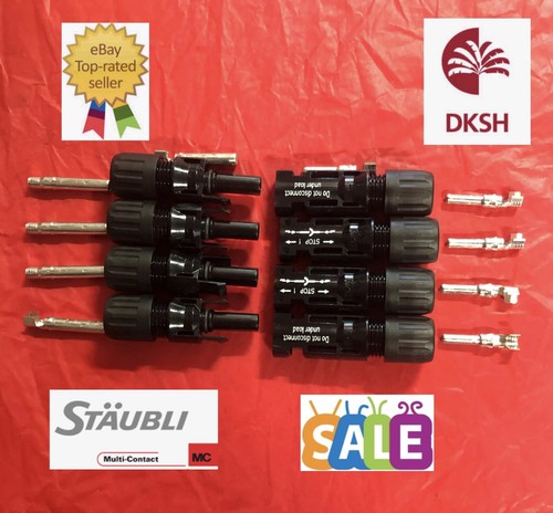 4 GENUINE MC4 PLUGS SOLAR CONNECTORS DC SOLAR PANEL CABLE AUTO 4X4 ...