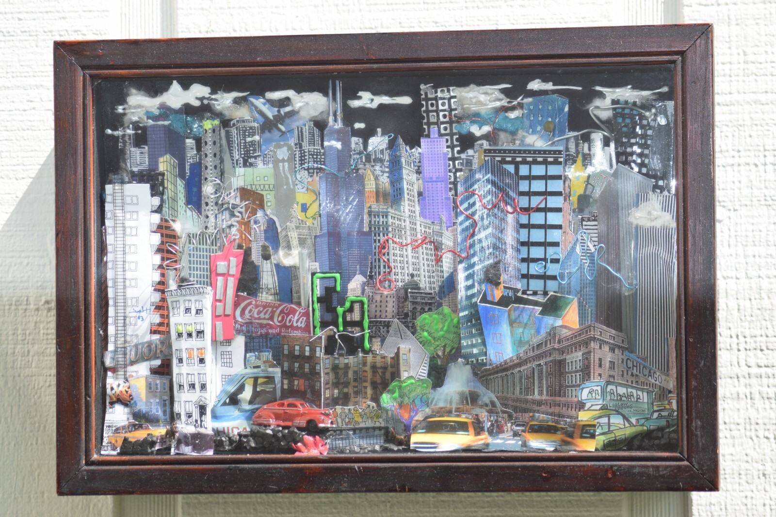 VINTAGE 90's SHADOWBOX WALL HANGING COLLAGE CHICAGO 3D STREETSCAPE ...