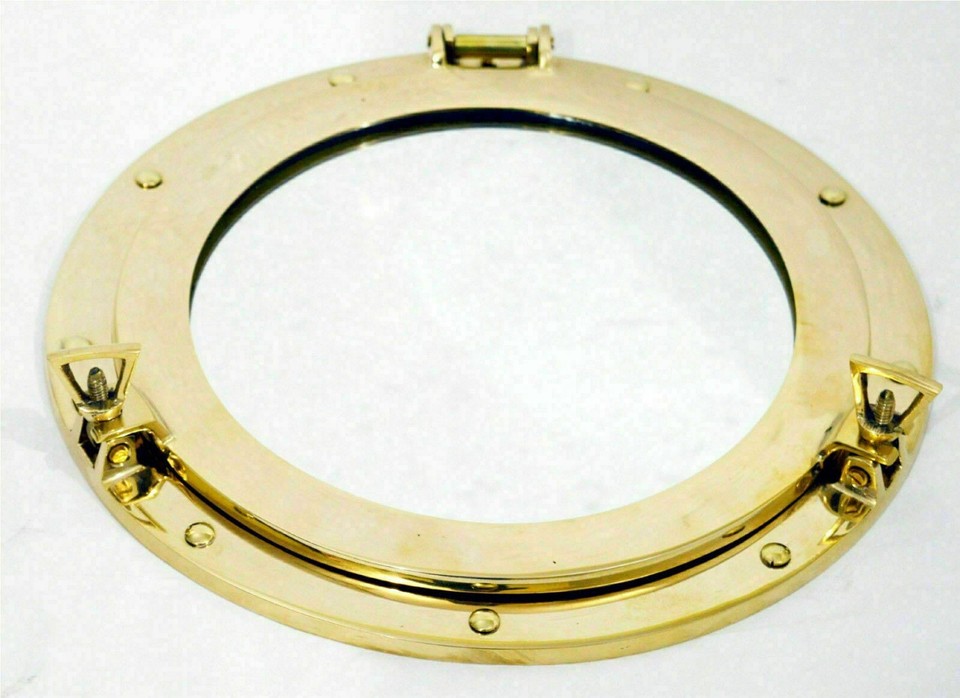 Maritime Brass Nautical Boat Ship Mirror Porthole Round Window Glass ...