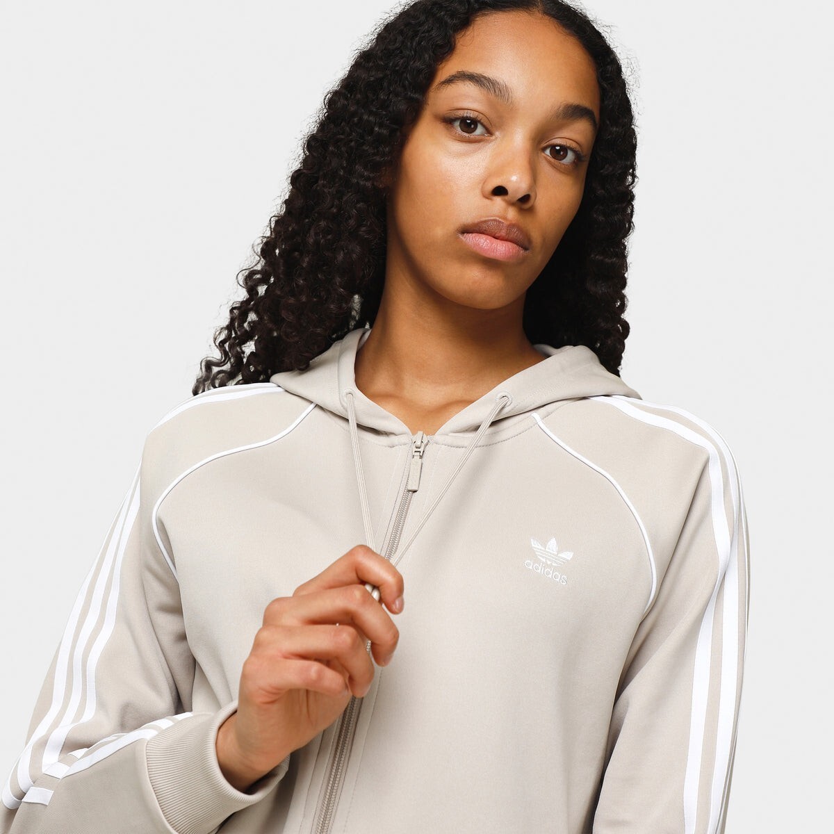 Adidas Originals SST FZ Womens full zip hooded Track Jacket Beige S ...
