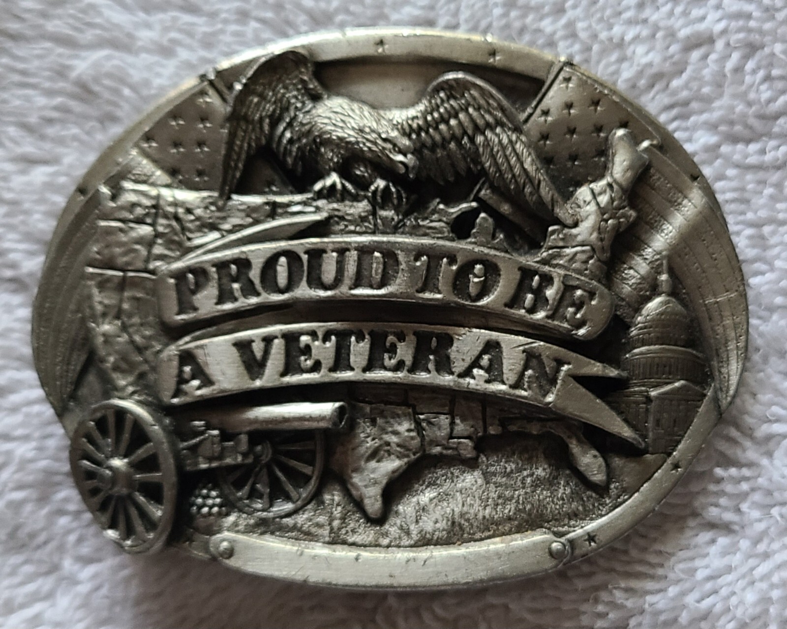 Vintage 1983 Proud To Be A Veteran Belt Buckle Bergam… - Gem
