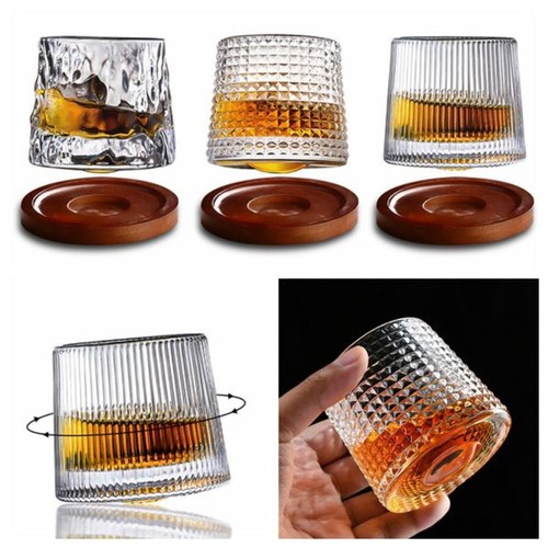with Base Rotating Whisky Glass 360 Rotate Spinning Glassware Glass Cup ...