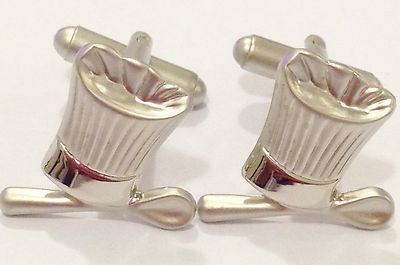 NOVELTY CHEFS HAT COOK WOODEN SPOON TOQUE MENS DRESS CUFF LINKS ...