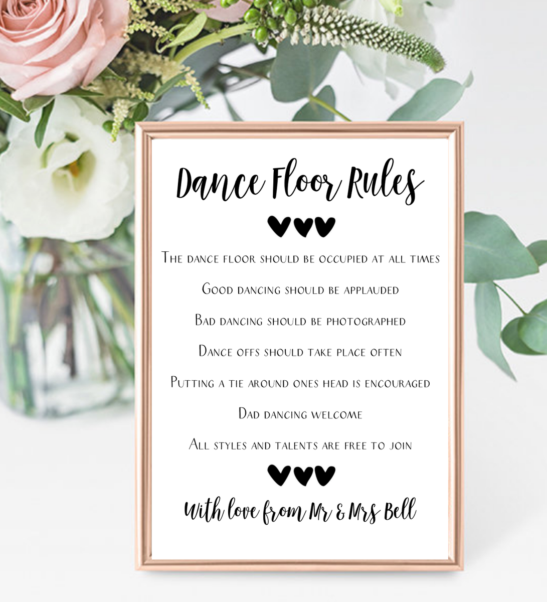 Dancing Rules Wedding Dancing Rules Sign Ivory
