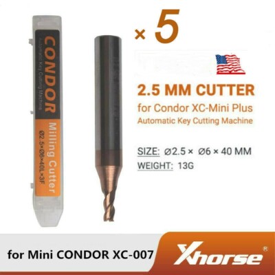 5× XHORSE 2.5mm Milling Cutter Work for Xhorse Mini CONDOR XC-007 ...