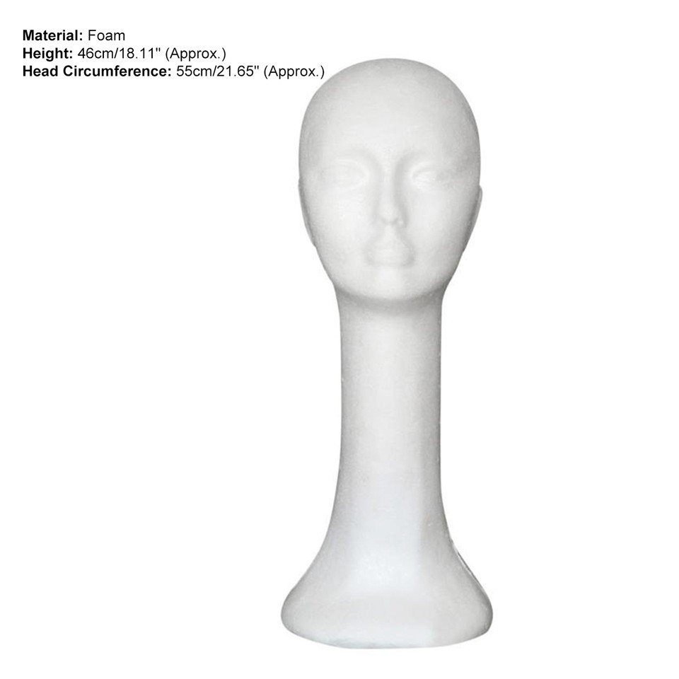 White Female Styro foam Foam Mannequin Head Model Wig Glasses Hat ...