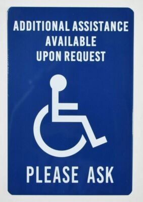Additional Assistance Available Upon Request Sign (White/Blue,6x9 ...