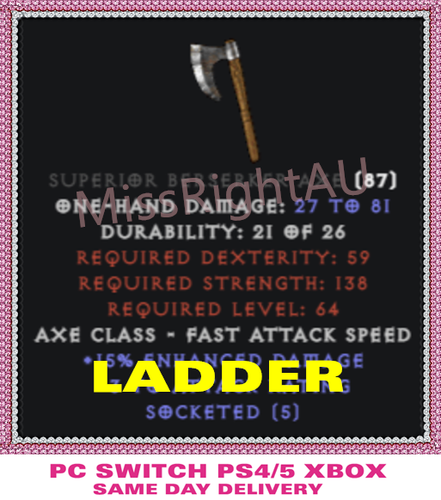 4-6 OS Berserker Axe-Grief Base🌺Diablo 2 D2R Softcore LADDER🌺PC-SWITCH ...