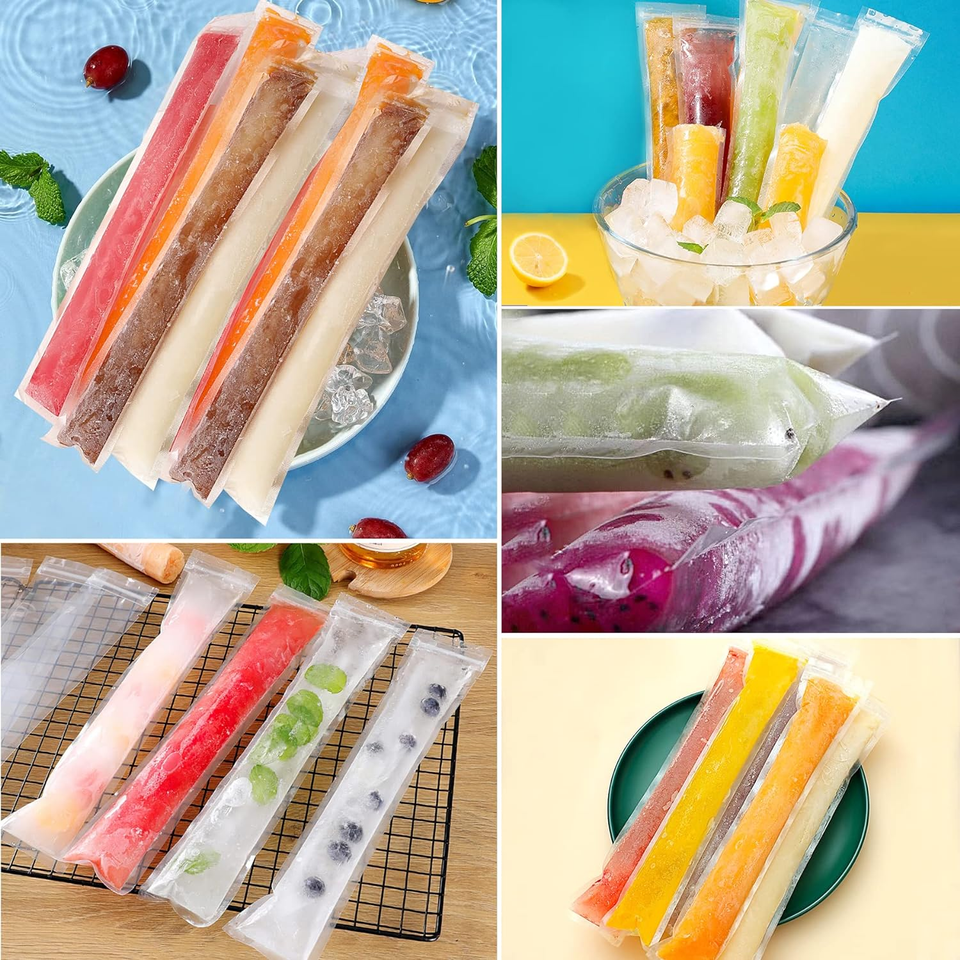 120 Disposable Ice Popsicle Mold Bags Freezer Tubes with Zip Seals for ...