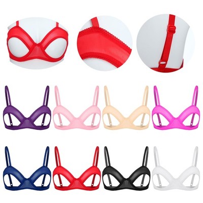 Womens See Through Bra Lingerie Hollow Out Open Nipples Underwire Tops ...