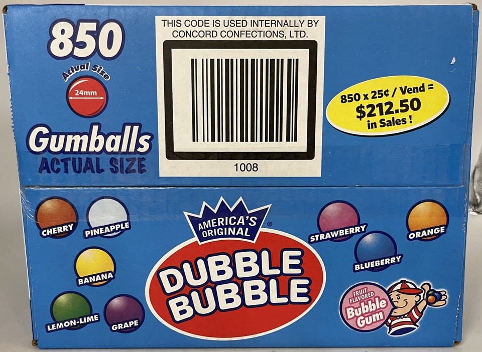 Dubble Bubble Chewing Bubble Gum 850 Count Bulk Vending 1" Assorted ...