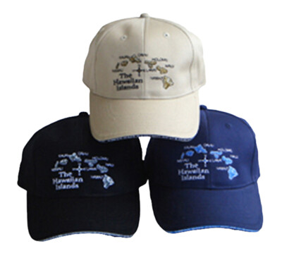 Hawaiian Islands Map Aloha State Embroidered Hat Hawaii Headwear Cotton ...