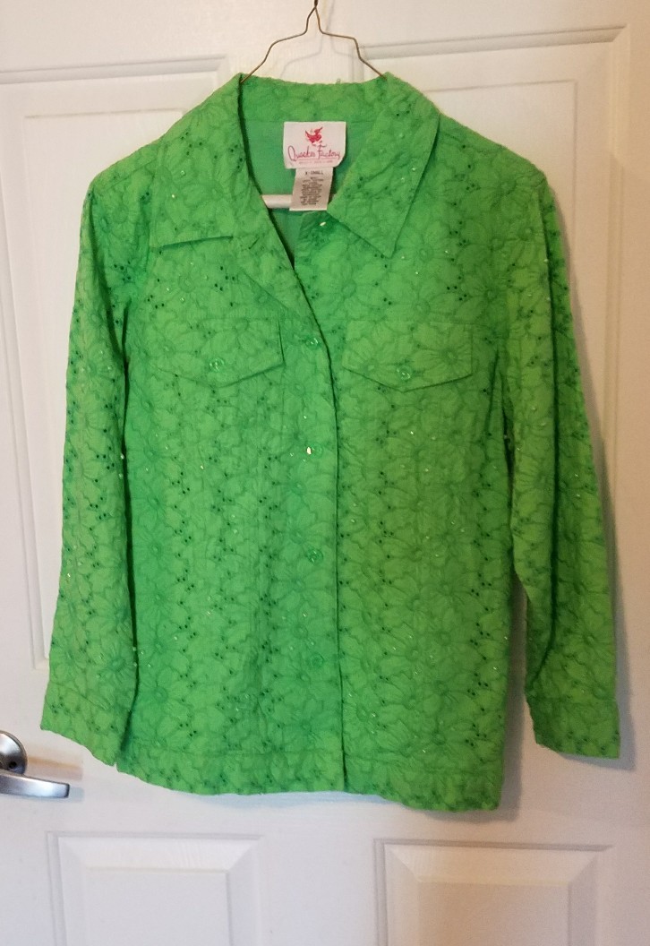 Quacker Factory Bright Green Button Embellished Down … - Gem