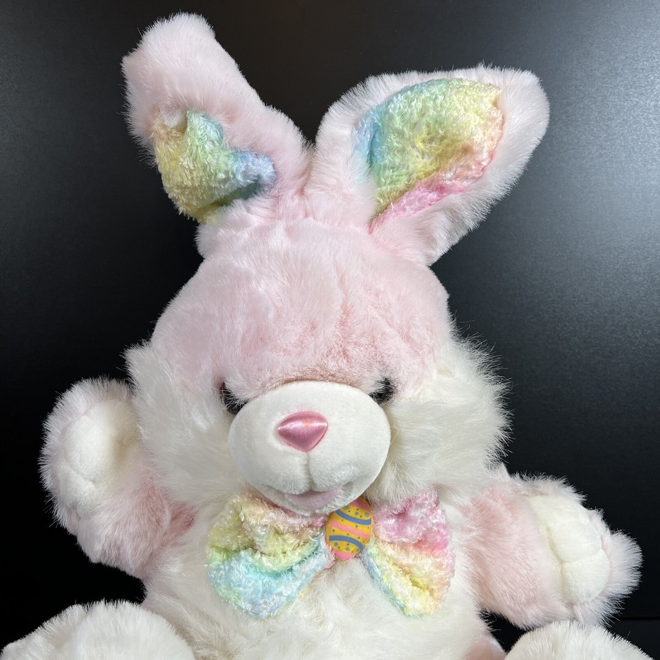 Vintage Dan Dee Easter Bunny Rabbit Pink Rainbow 22" Large Plush ...