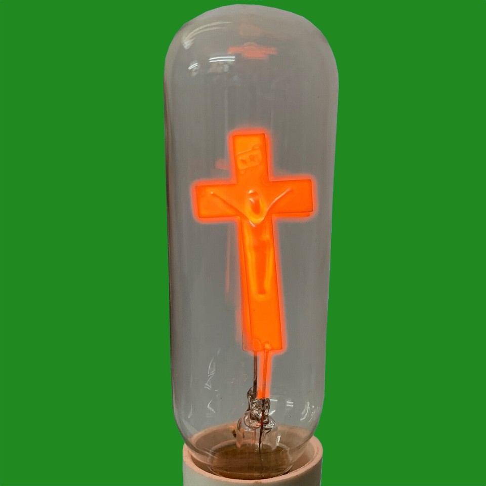 2x 3W Neon Cross Jesus on Crucifix Christian Light bulb SES E14 ...