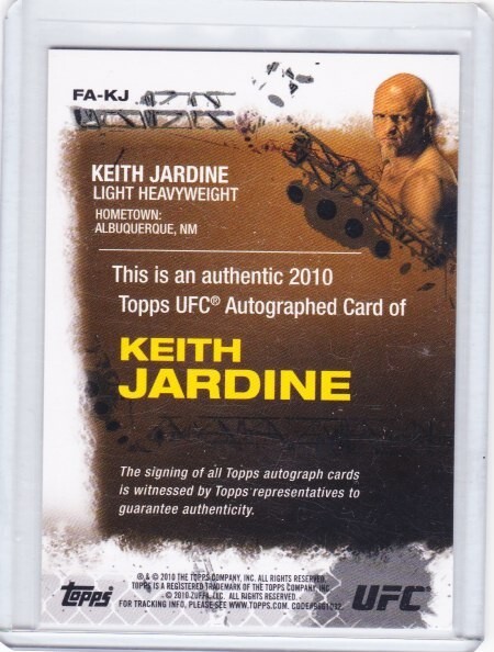 TOPPS 2010 UFC KEITH JARDINE 1ST AUTOGRAPH #FA-KJ | eBay