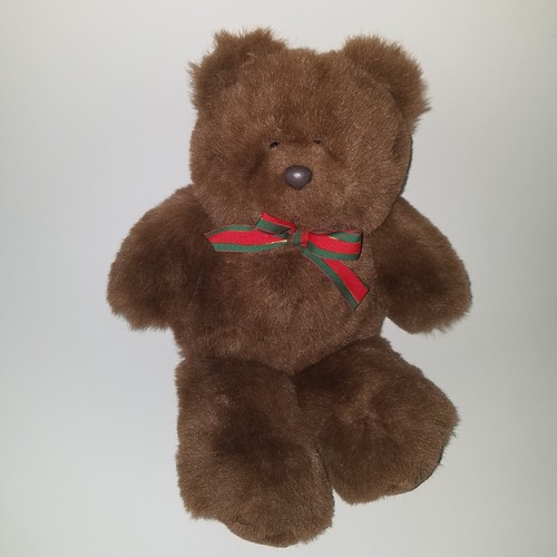 VTG Unipak Brown Teddy Bear Plush 14" Stuffed Animal Toy 1990 Red Green ...