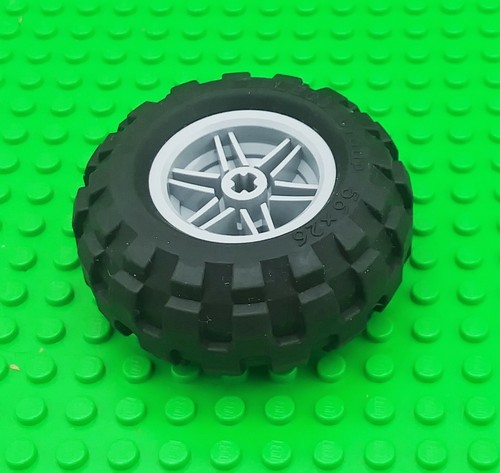 LEGO part 55976 BLACK 56x26 Tire Wheel & part 56145 LIGHT BLUISH GRAY ...