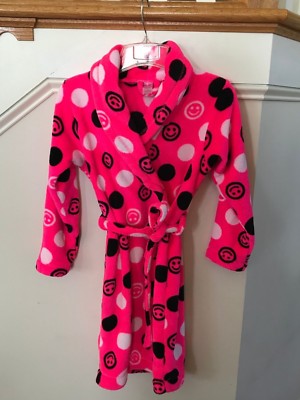So Girls Pink Polka Dot Smiley Face Bathrobe Robe Size S EUC | eBay